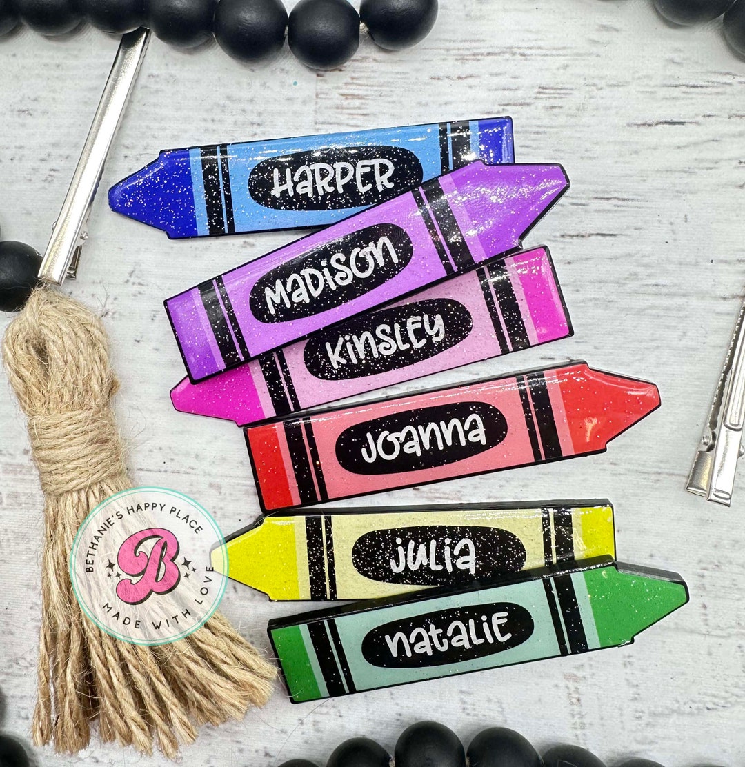 Crayon Hair Clips, Back to School Hair Clips, Personalized Crayon Hair ...