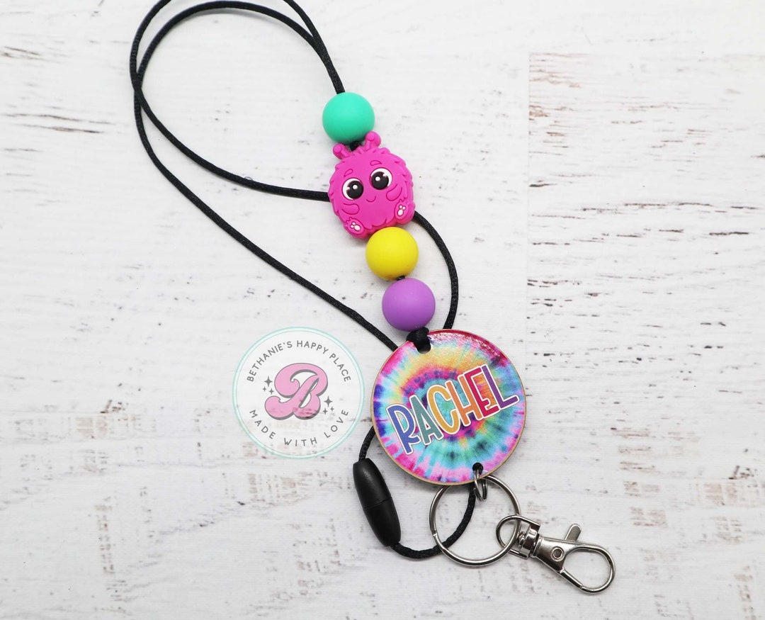 Tye Dye Monster Beaded Lanyard, Teacher Lanyard, Nurse Lanyard, Monster ...