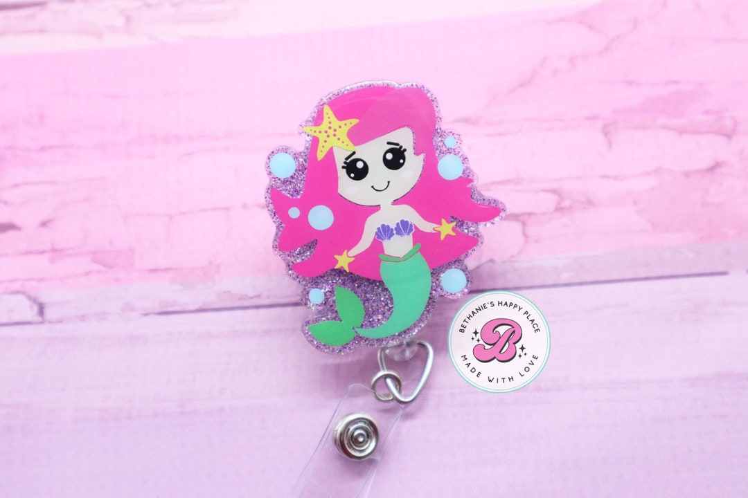 Mermaid Badge Reel, Mermaid Badge Holder, Badge Reel Nurse, Medical ID ...
