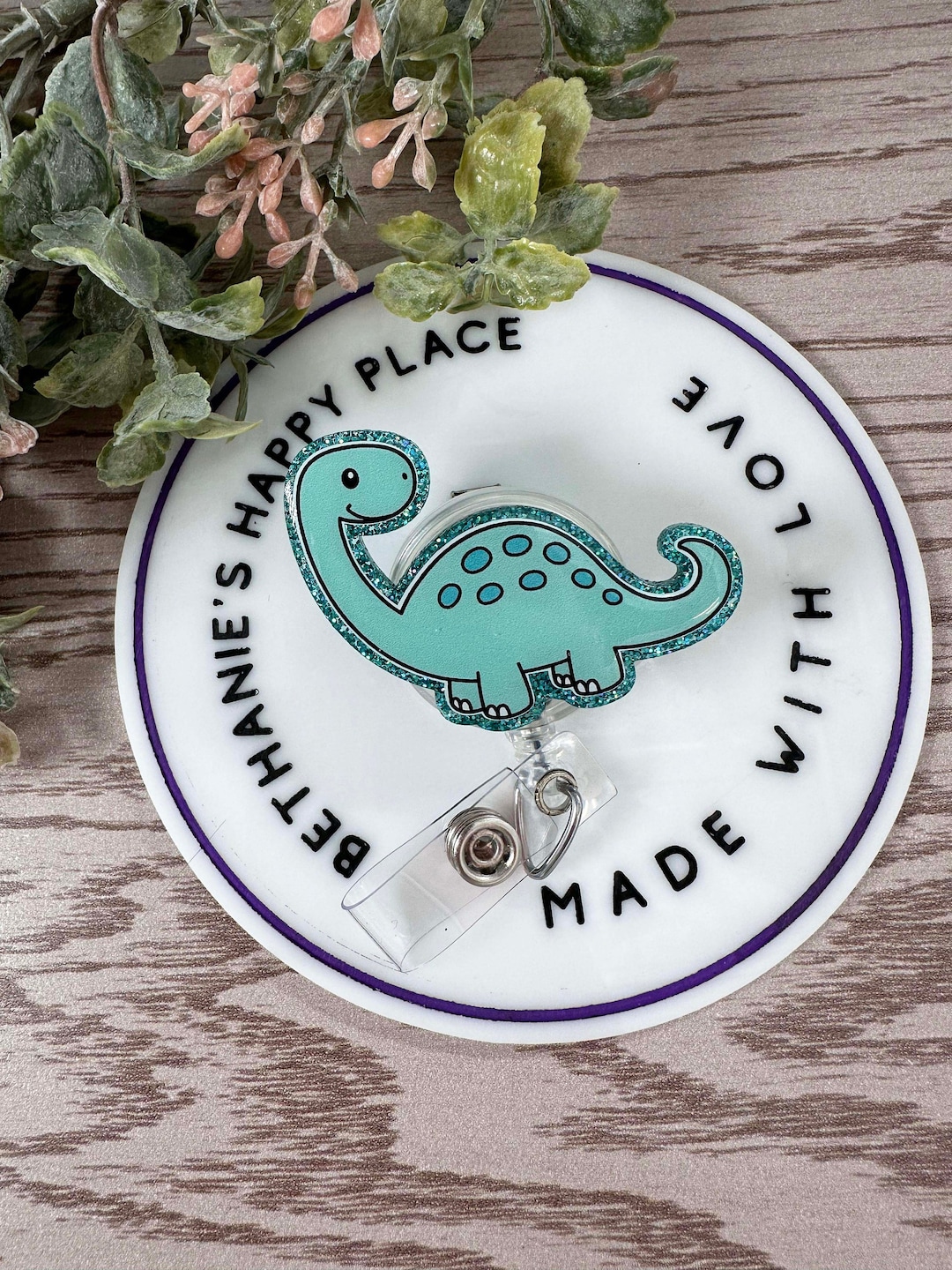 Teal Brontosaurus Retractable Badge Reel: Dino Gift - Etsy