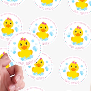 Duck Girl Birthday Stickers - Duck Thank You Stickers - Duck Treat Bag ...