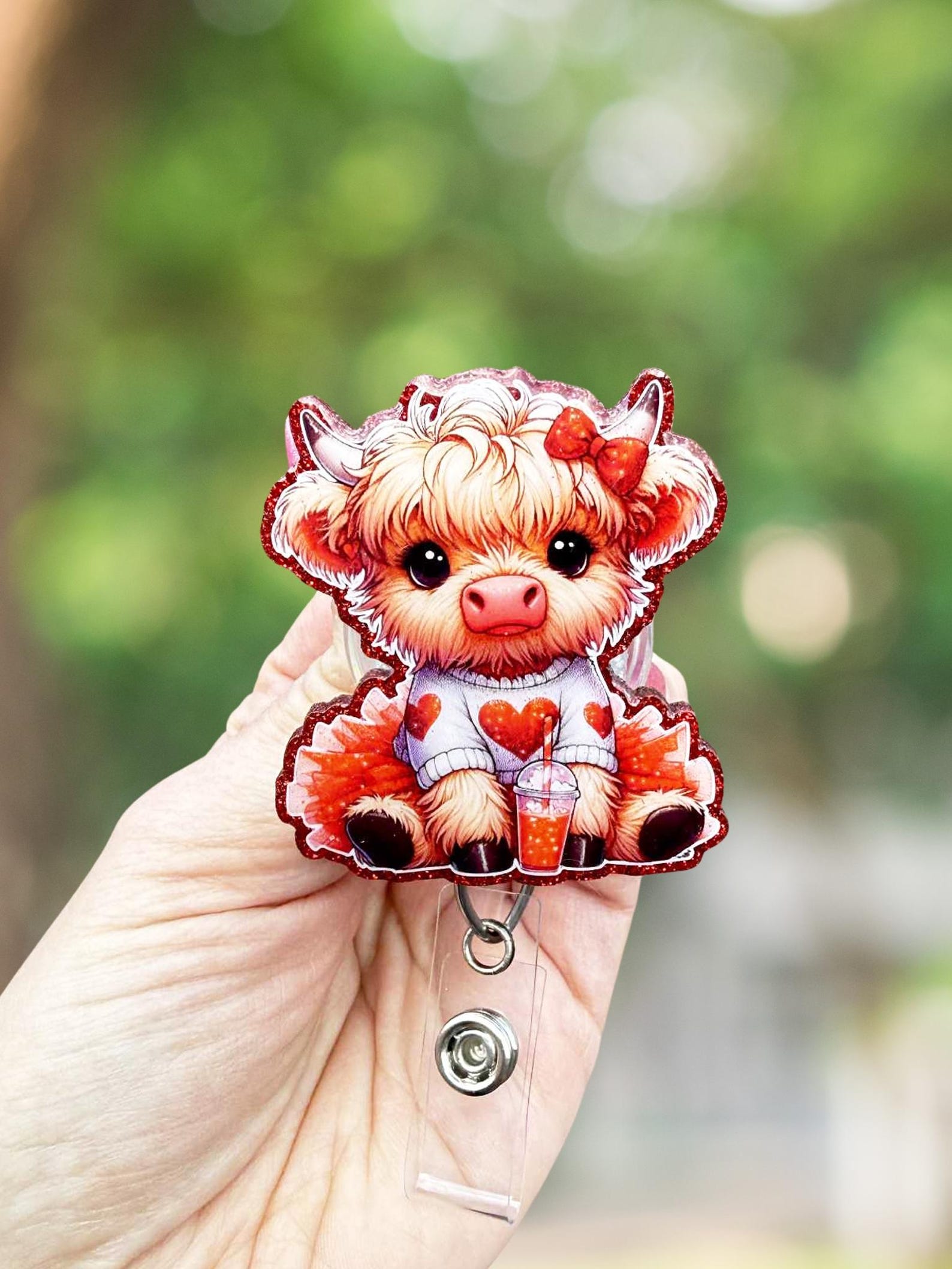 Valentine's Day Cow Retractable Badge Reel, Heart Cow Badge Clip, ID ...