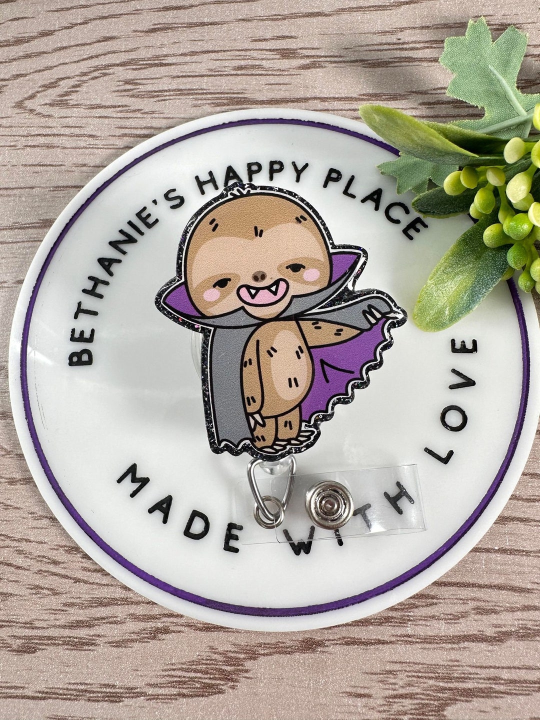 Halloween Dracula Sloth Retractable Badge Reel: Holiday ID Holder - Etsy