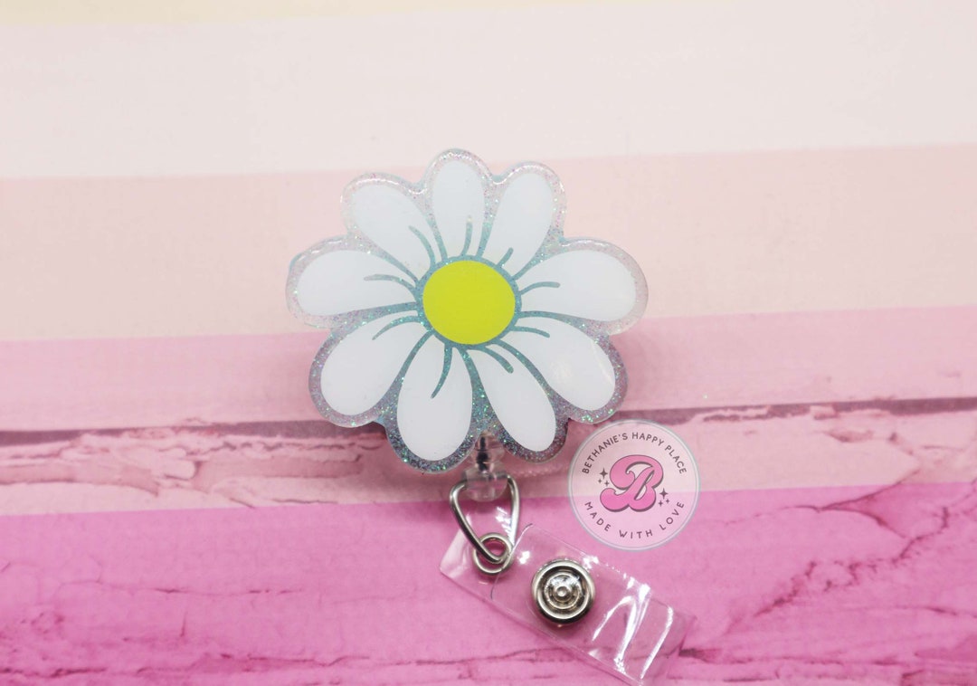 Daisy Badge Reel, Daisy Badge Holder, Flower Badge Reel, Retractable ...