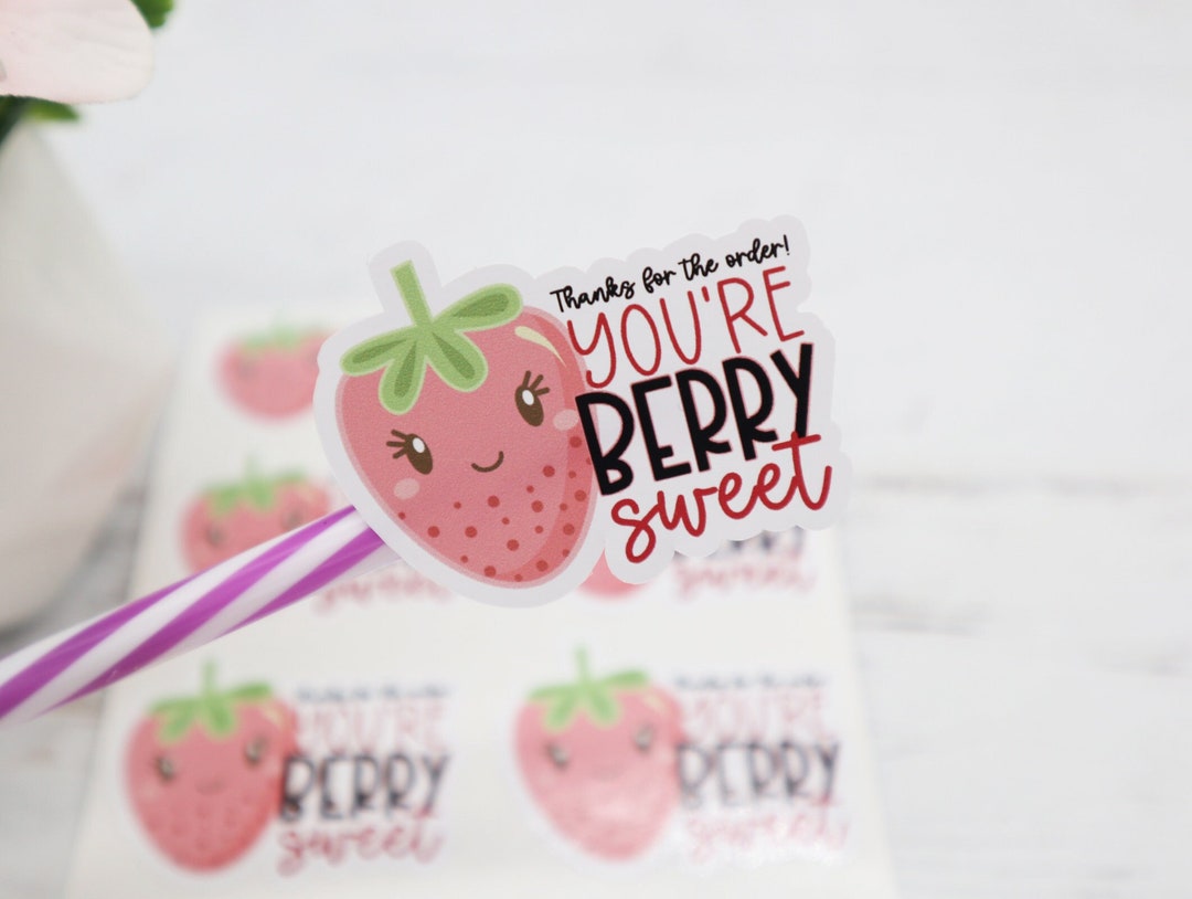 Strawberry Thank You Sticker - You're Berry Sweet Stickers - Small ...