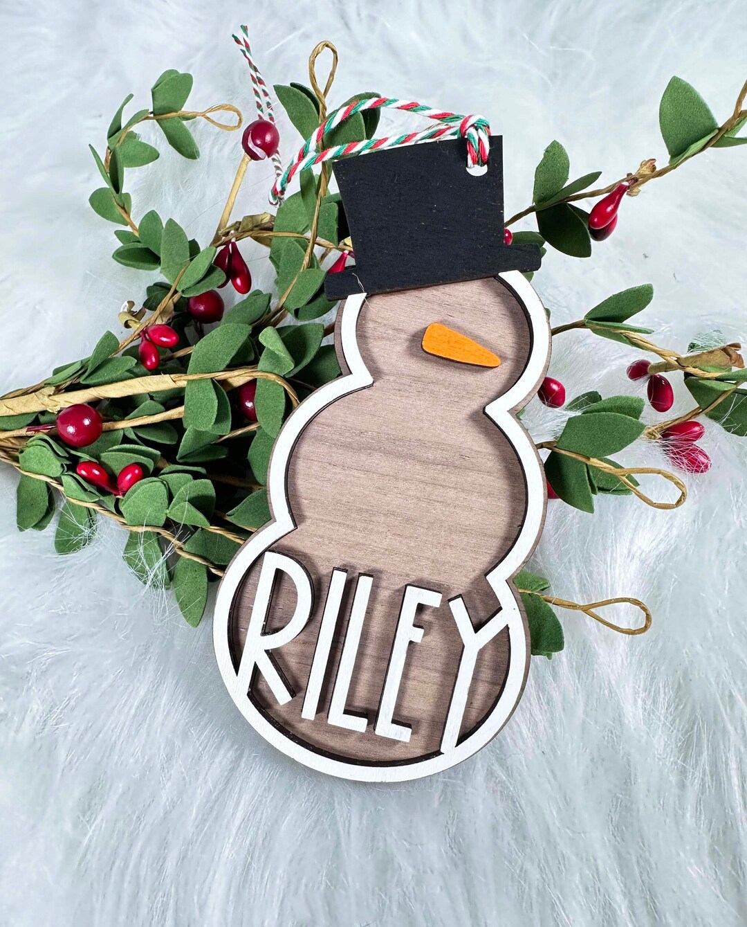 Personalized Wooden Snowman Ornament: Holiday Keepsake, Laser Cut Gift ...