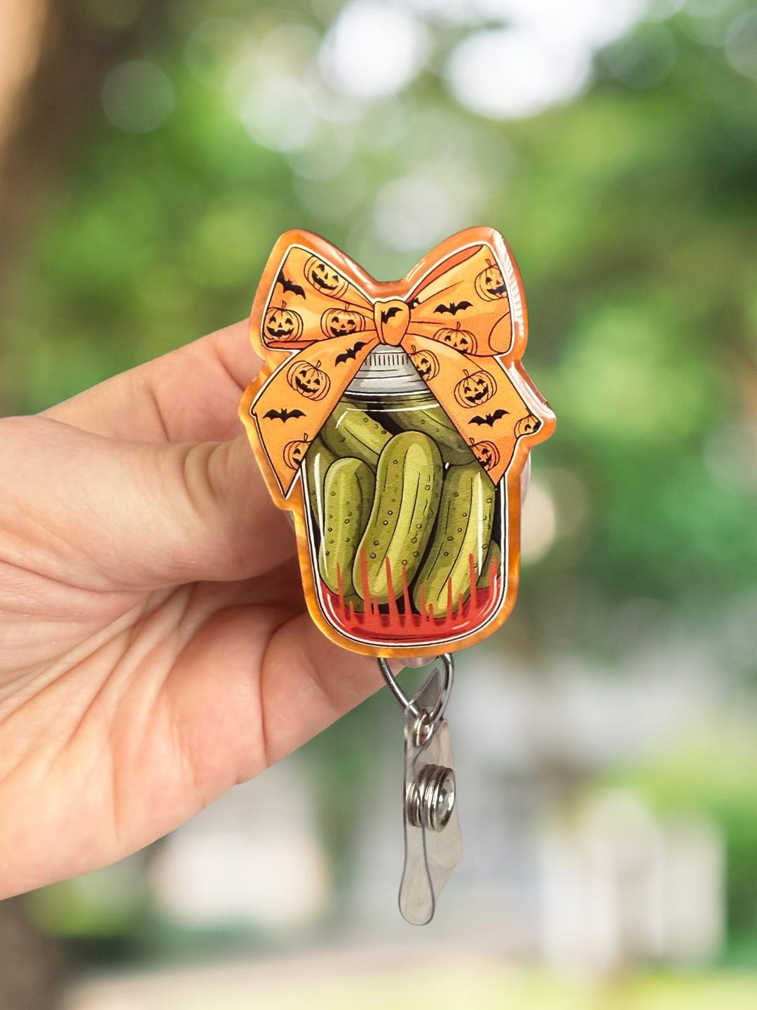 Halloween Pickles Retractable Badge Reel: Teacher or Nurse ID Holder ...