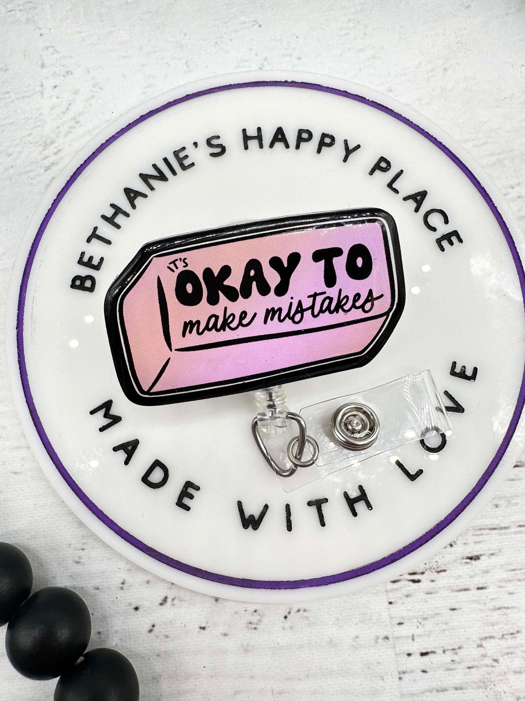 It's Ok to Make Mistakes, Badge Reel, Eraser Badge Reel, Badge Holder ...