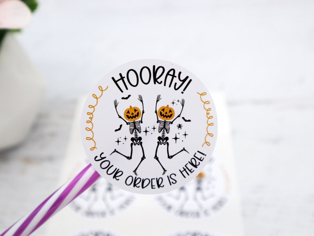 Hooray Your Order is Here! - Thank You Stickers - Skeleton Thank You ...