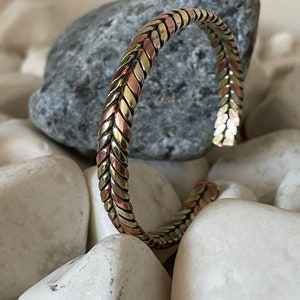 Copper, Brass Plaited Three Metal Bracelet | Handmade Plaited Copper ...