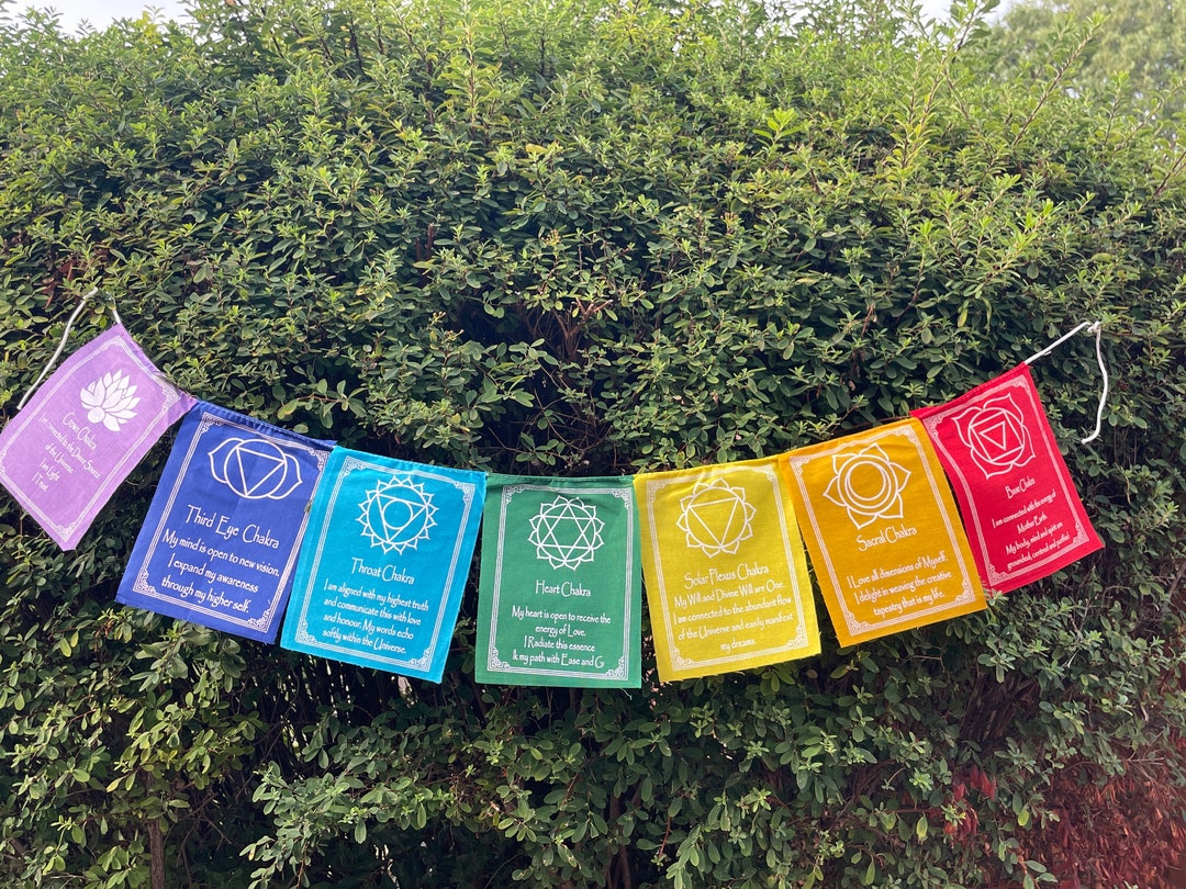 Tibetan Seven Chakra Prayer Flags - Meditation Flags - Home Decor ...