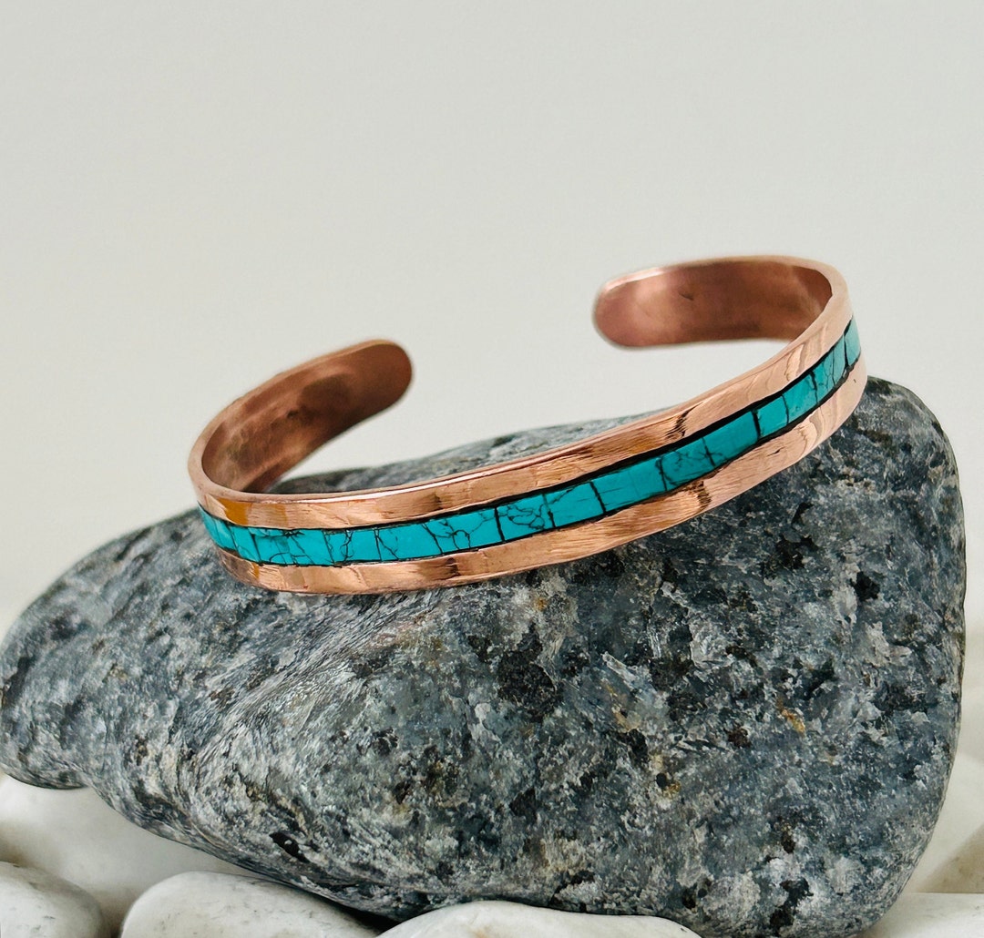 Pure Copper Bracelet With Turquoise, Malachite, Coral, Lapis Lazuli ...