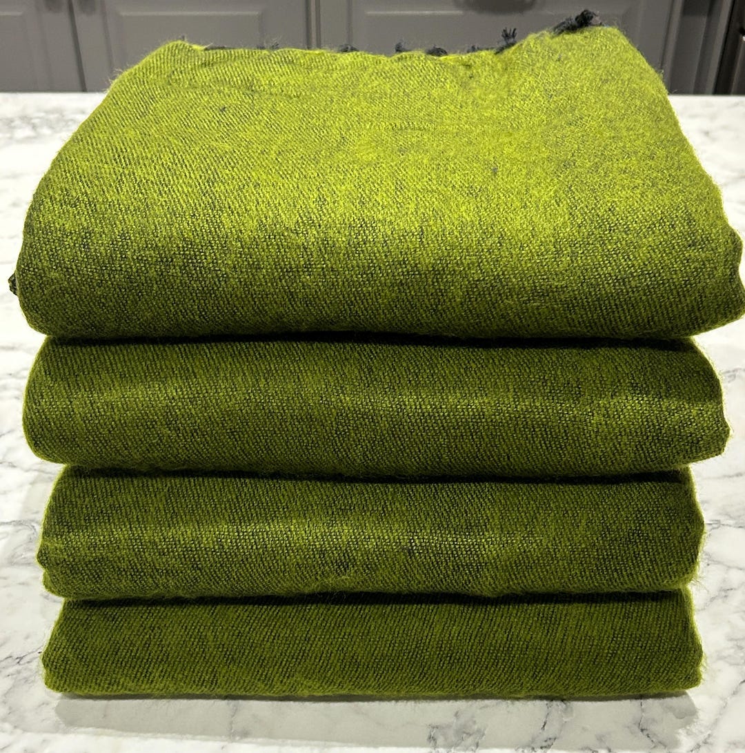Green Yak Wool Blanket / Oversized Shawl/throws/yoga Meditaion Blankets ...