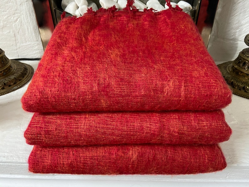Dark Fire Orange Yak Wool Blanket / Oversized - Etsy UK
