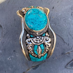 Turquoise Cuff Bracelet Natural Turquoise Gemstone Bracelet - Etsy