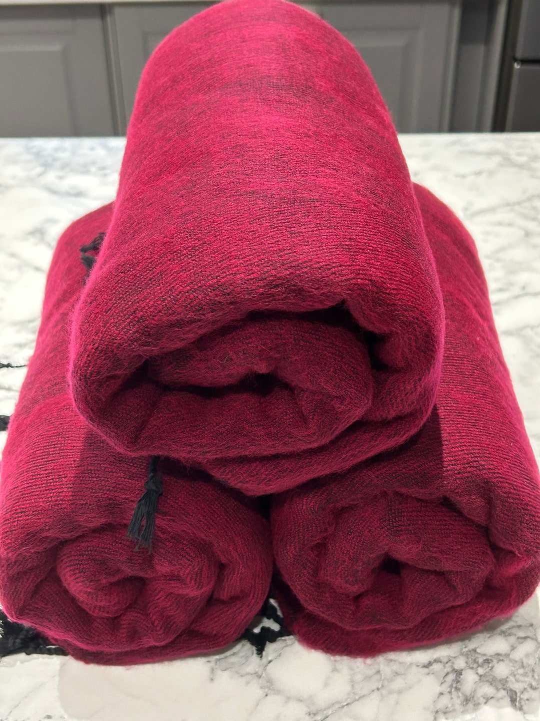 Maroon Yak Wool Blanket Oversized Shawl Throws Yoga Meditaion Blankets ...