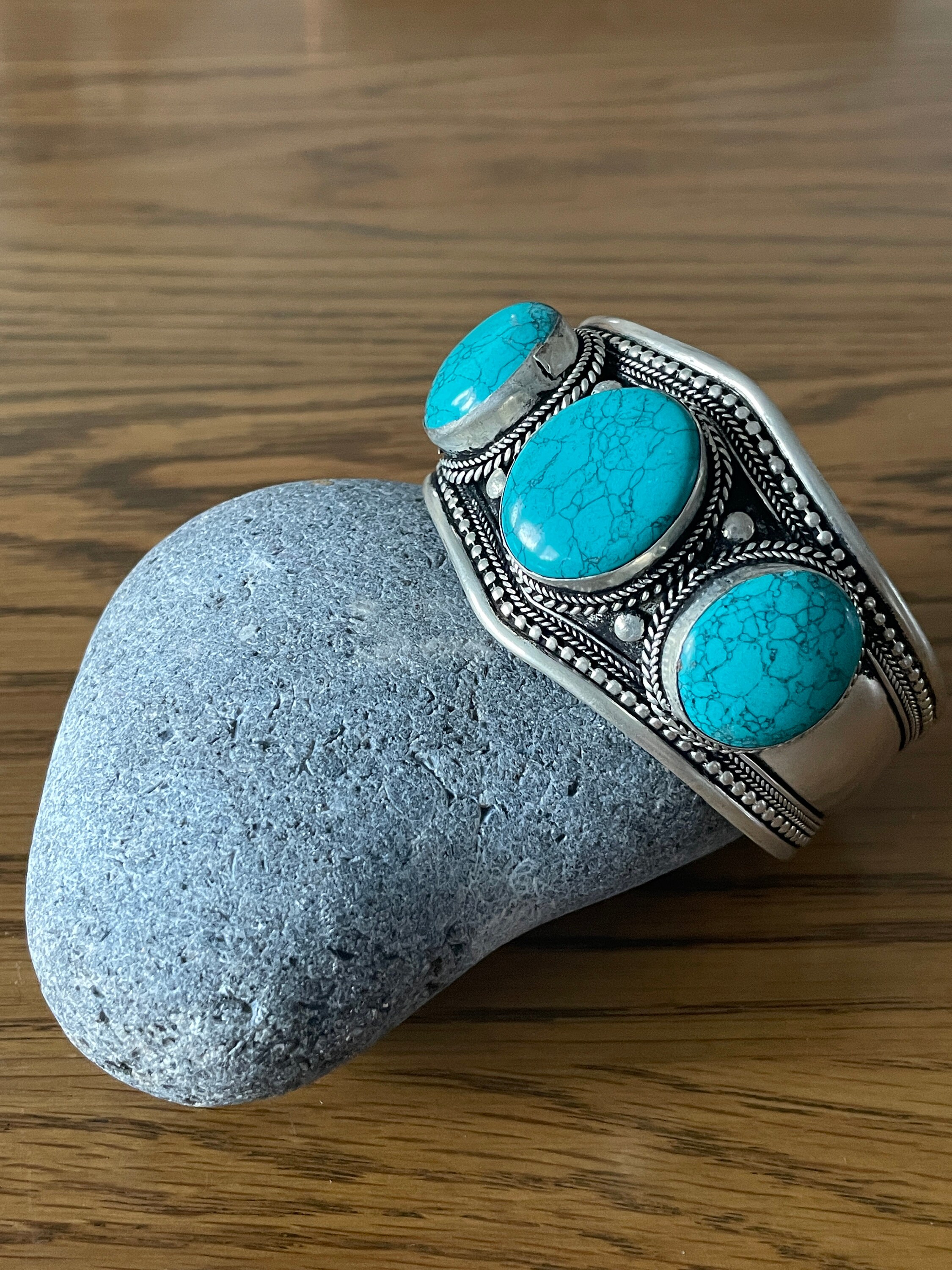 Turquoise Cuff Bracelet Natural Turquoise Gemstone Bracelet - Etsy UK
