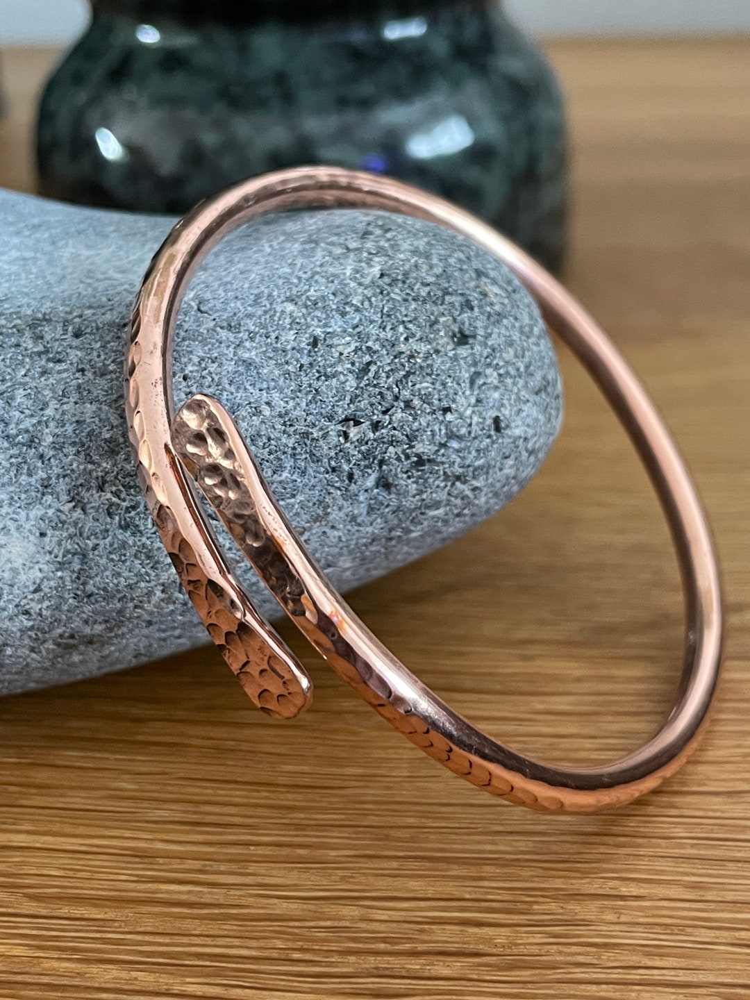 Copper Bracelet - Hammered Overlap Copper Cuff Bangle - Healing ...