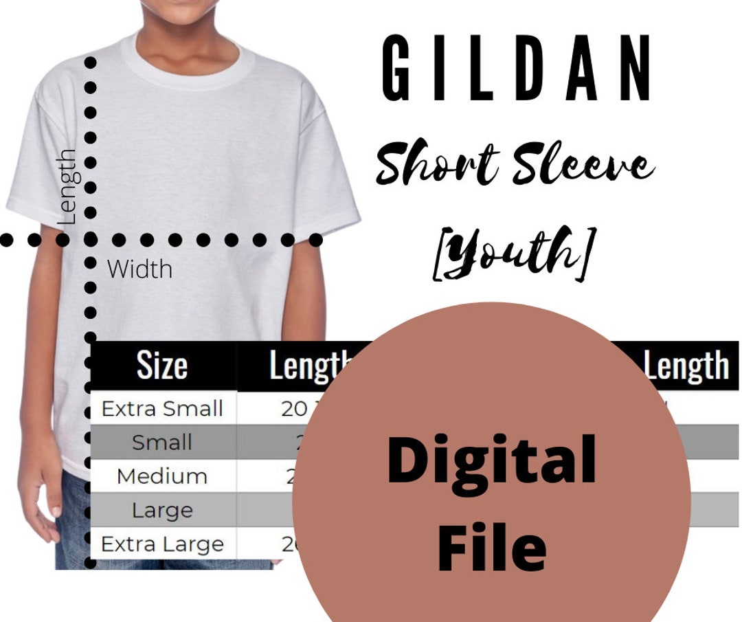 Gildan Youth G500B Digital Size Chart PNG - Etsy