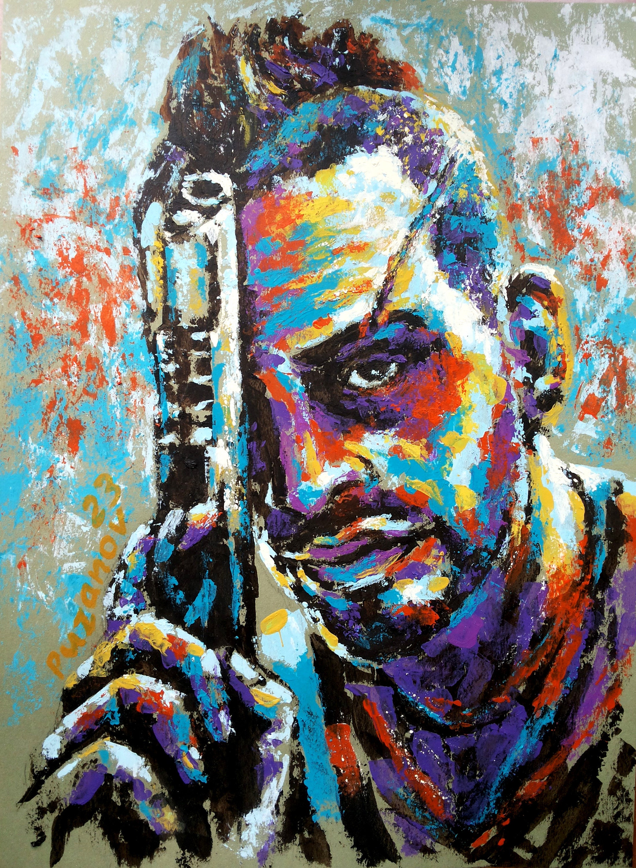 Original Acrylic Painting Heath Ledger Joker Portrait Contemporary ...