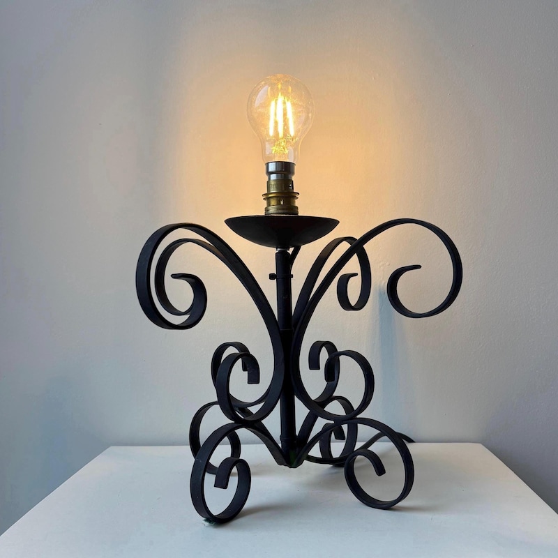 Brutalist Wrought Iron Lamp - Etsy UK