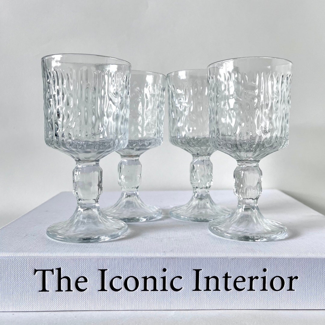 Midcentury Ravenhead Wine Glasses. White Friar Style Textured Glass ...