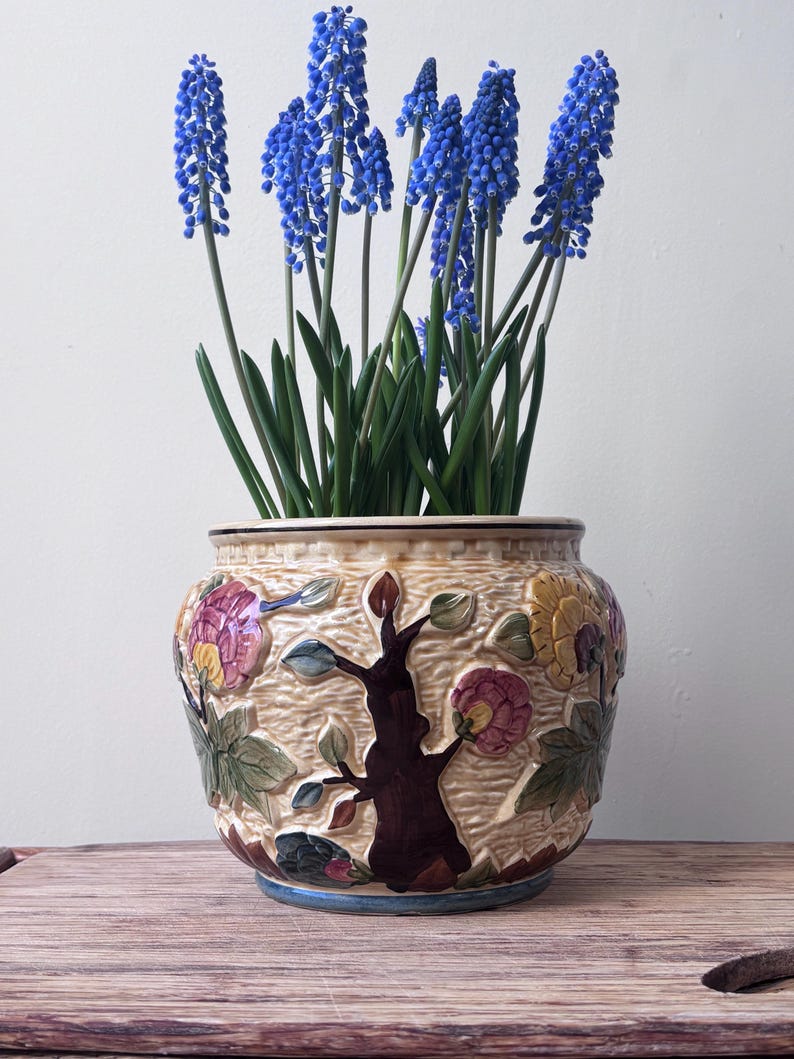 Vintage LA Meakin Indian Tree Planter, Majolica Style Planter, Hand ...