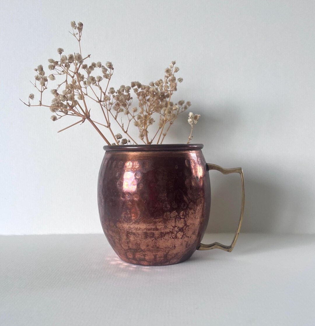 Vintage Copper Beaker: Rustic Farmhouse Kitchen Decor, Floral Display ...