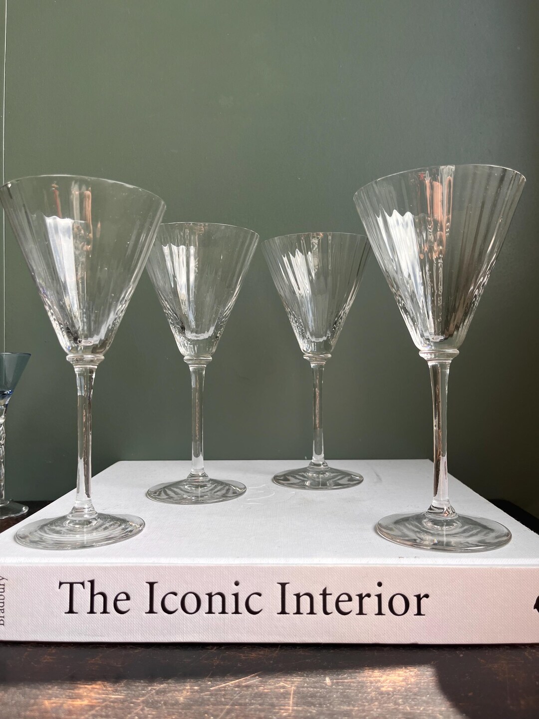 Vintage Wine Glasses.french Fluted Wine Glasses.vintage Barware.french ...