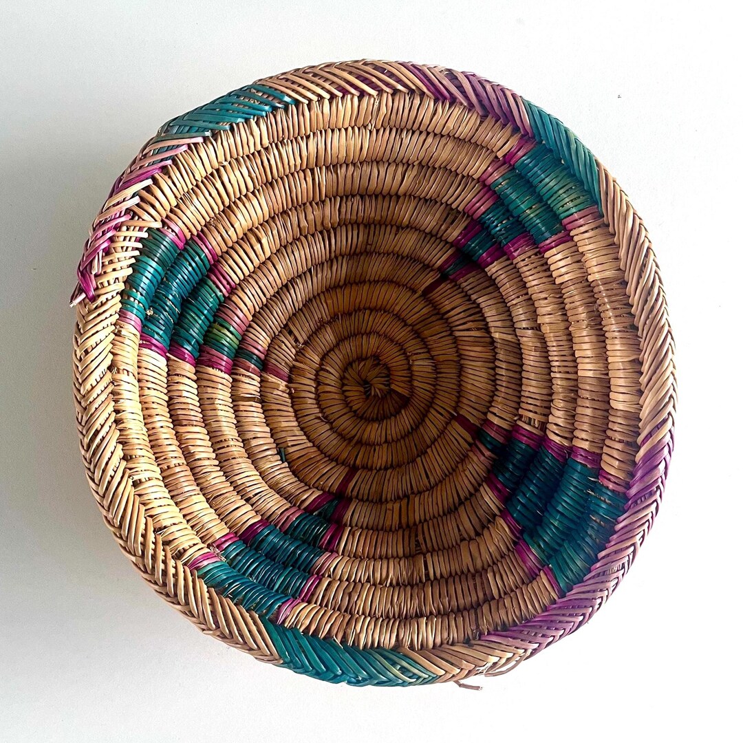 Vintage Handwoven Hopi Basket Bowl, Rustic Woven Basket, Boho Tribal ...