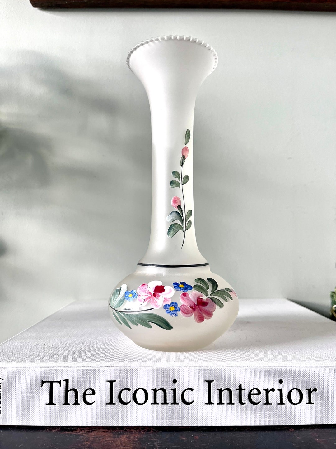 Vintage Opaque Glass Vase: Hand-painted Folk Art, Boho Decor - Etsy