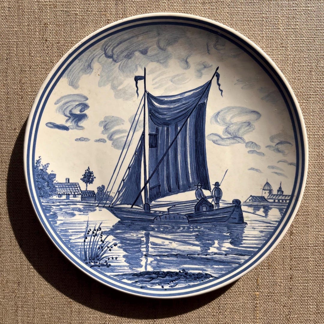 Hand Painted Vintage Poole Pottery Sailing Boat Plate.plate-wall ...