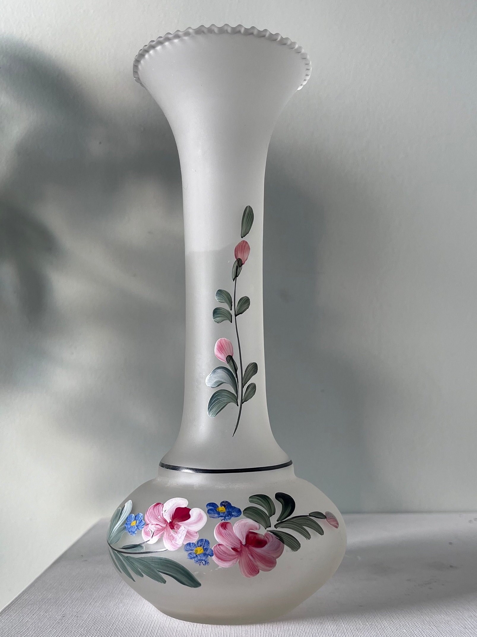 Vintage Opaque Glass Vase: Hand-painted Folk Art, Boho Decor - Etsy