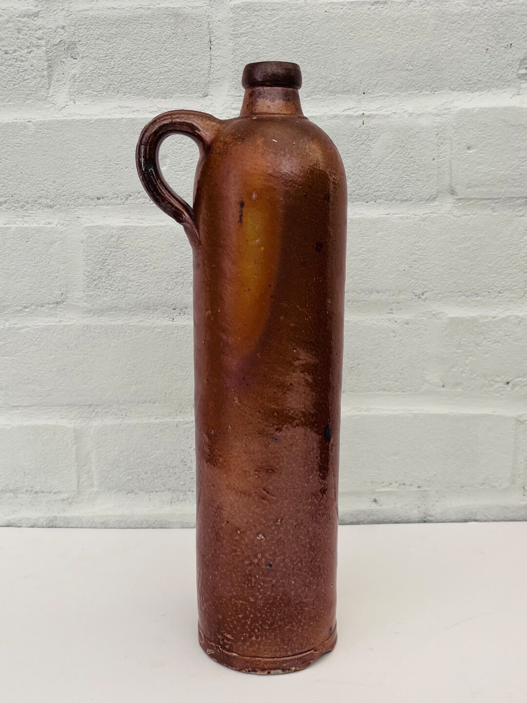 Large Antique Cream Stoneware Ink Bottle Brown Ink Bottle Brown Ceramic ...