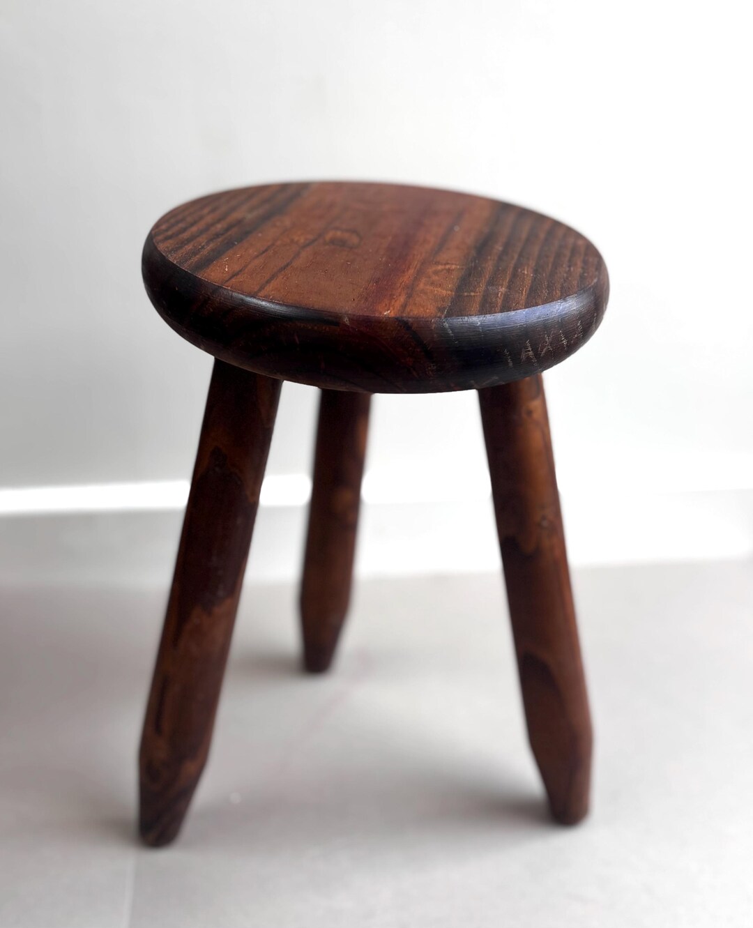 Vintage Rustic Wooden Milking Stool, Small Three Leg Stool, Primitive ...