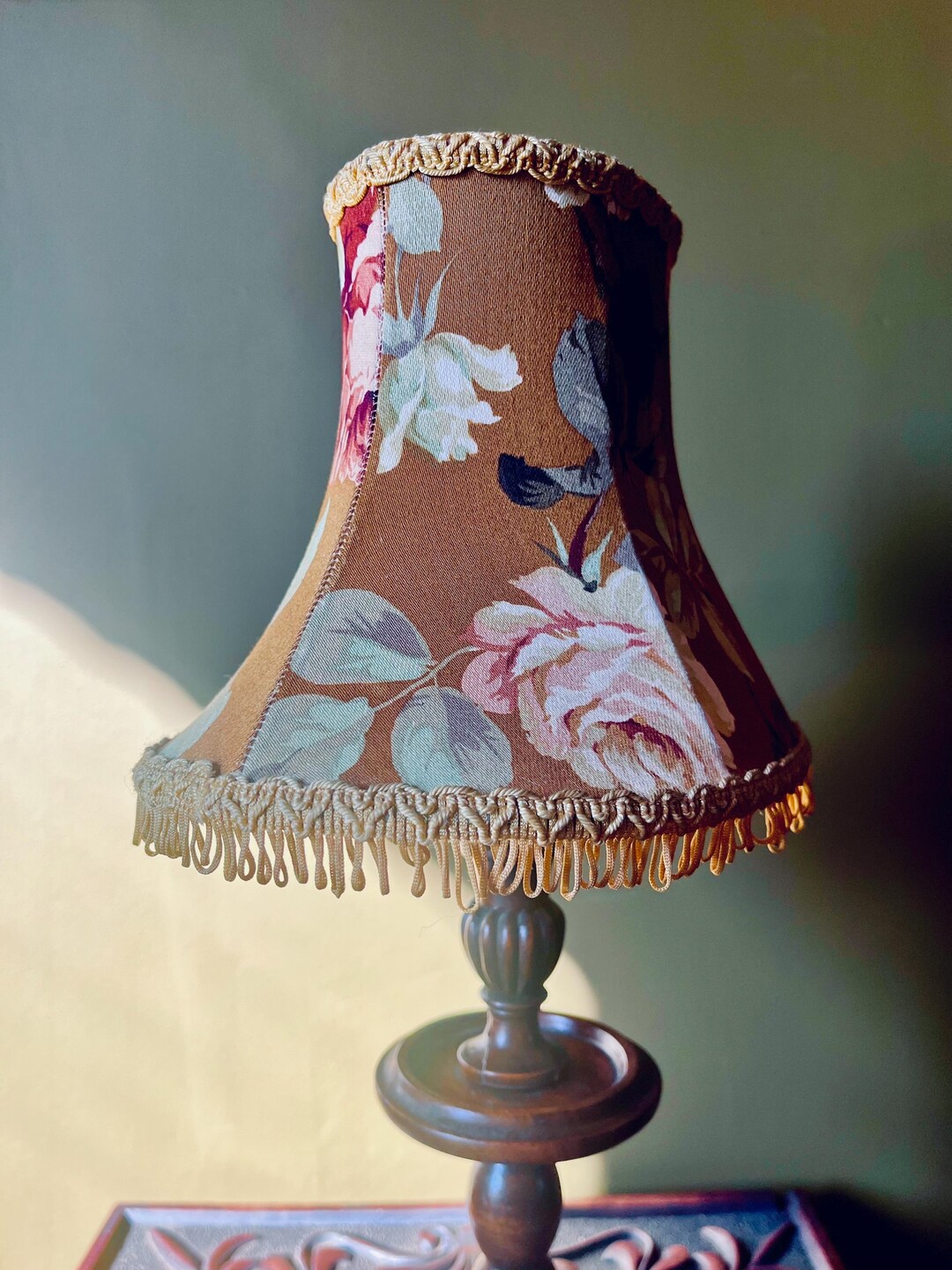 Vintage Floral 1950/60s Lampshade.fringed Lampshade.vintage Lighting ...