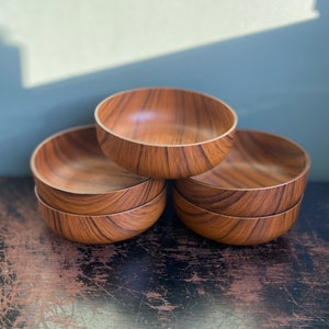 Mid Century Modern Italian Designed Robex Set of 5 Faux Teak Bowls ...