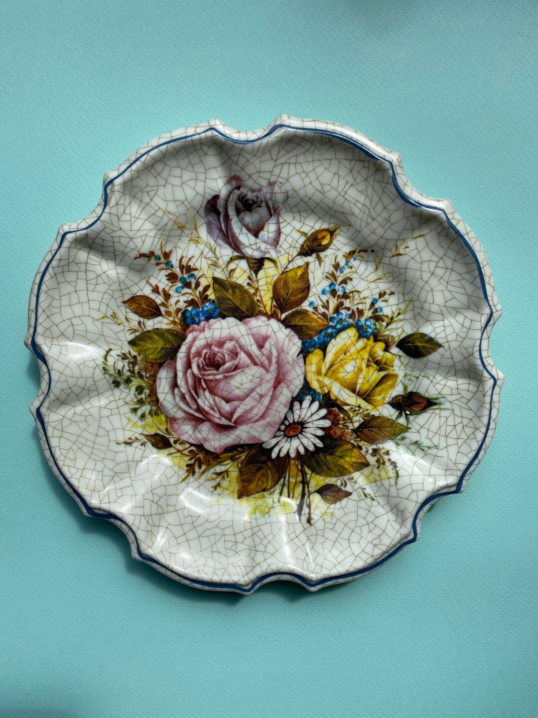 Vintage Italian Floral Plate: Melamine Wall Decor, Roses Pattern - Etsy