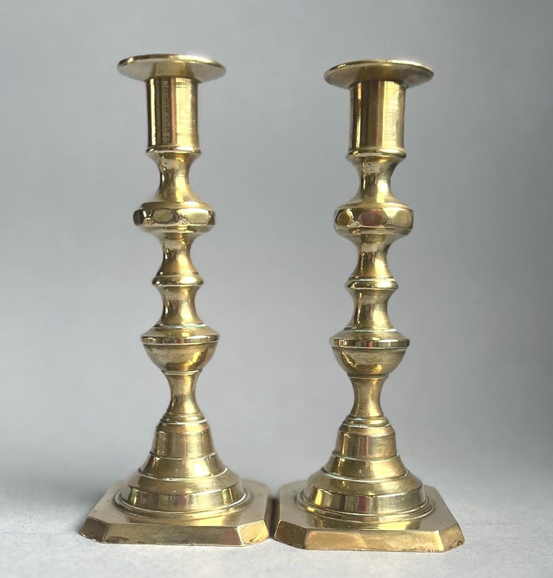 Vintage Brass Candleholders. A Pair of Brass Candle Holders. Brass ...