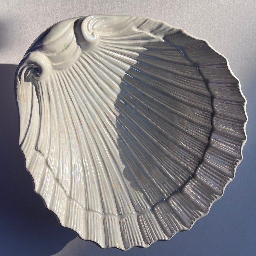 Large Vintage Iridescent Scalloped Vintage Dishes/nibbles /trinkets ...