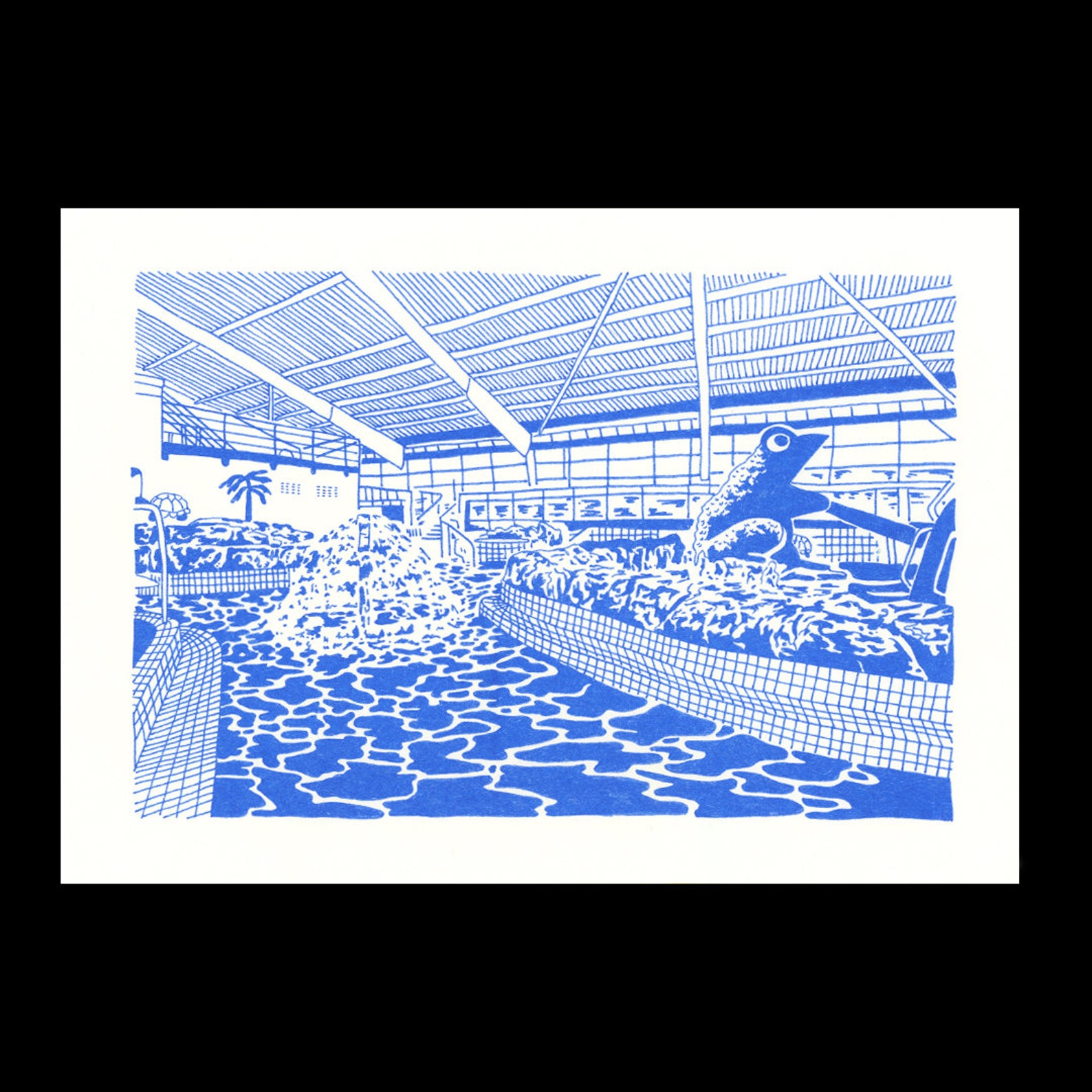 A4 Pool Risograph Print - Etsy