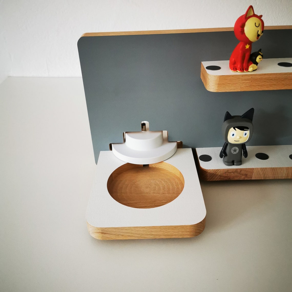 Toniebox shelf magnetic holder wood grey tonie storage rack | Etsy