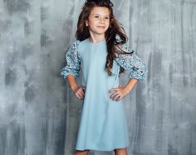 Girls Baby Blue Lace Tulle Party Dress, Sky Blue Party Dress, Flower ...