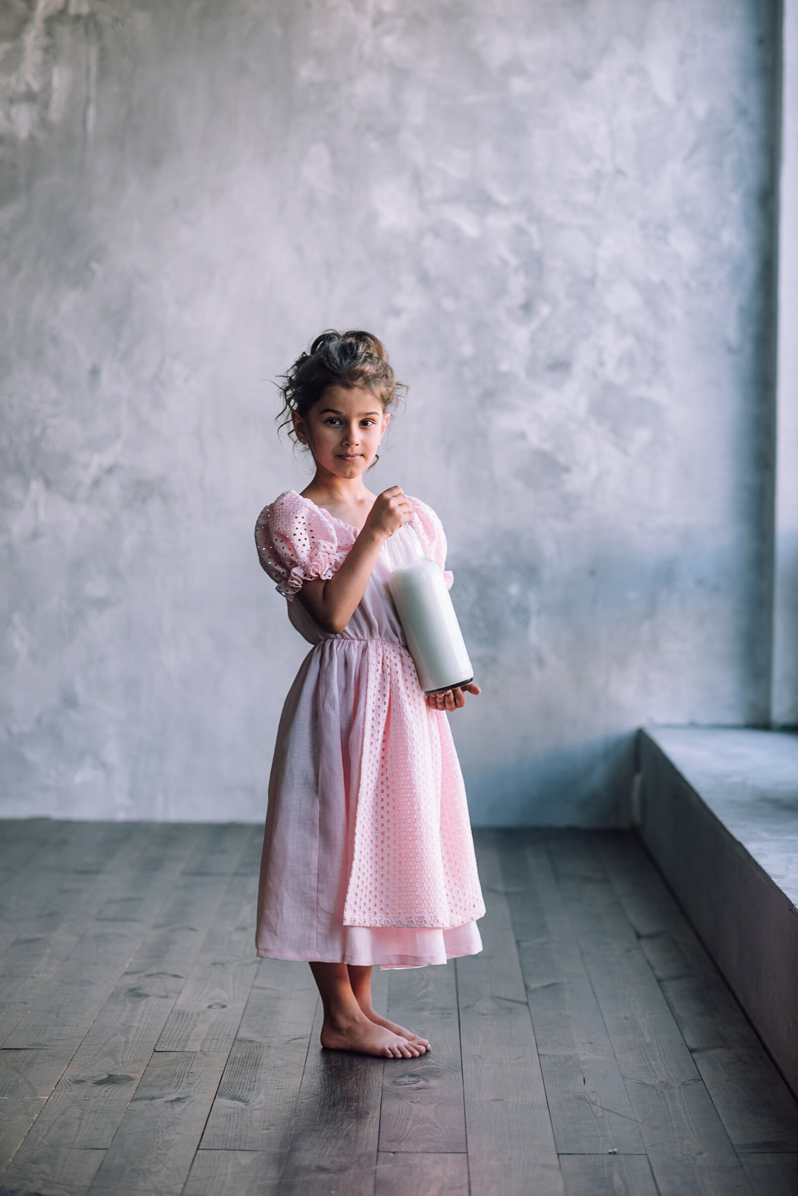 Girls Linen Flutter Sleeve Dress for Junior Bridesmaid in Boho | Etsy