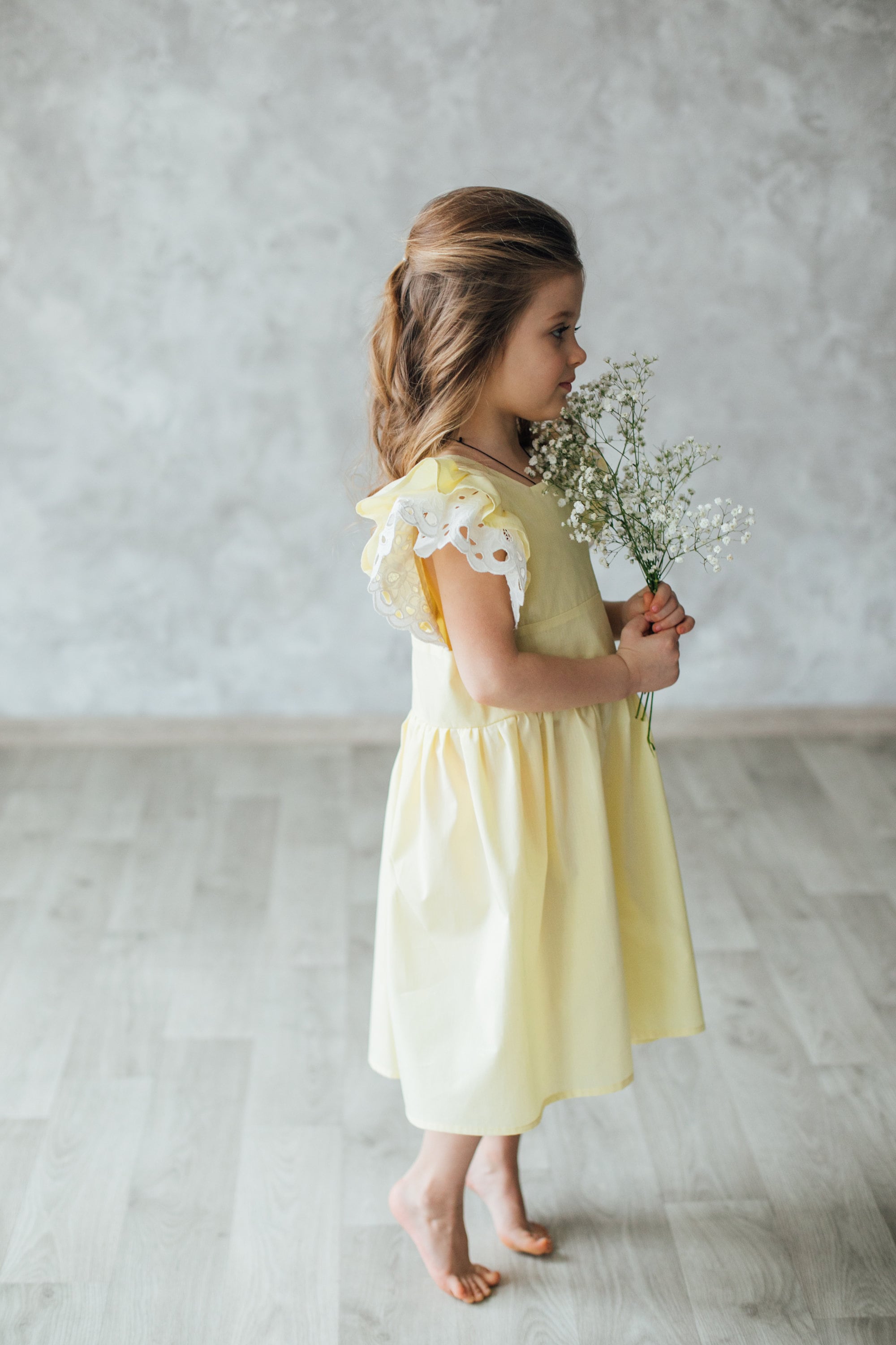 Kids Cotton Dress with short sleeves yellow dress with | Etsy