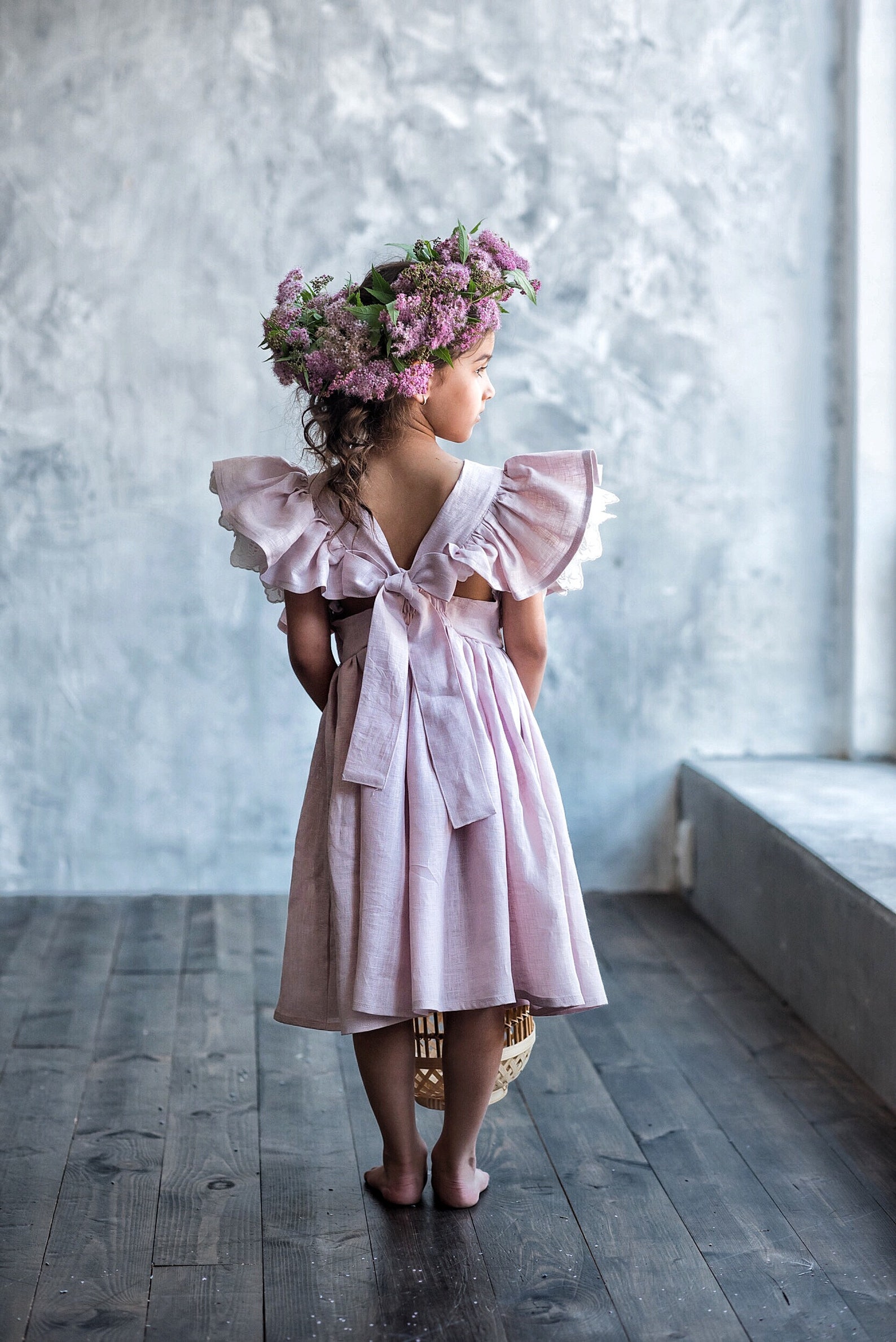 Girls Linen Dress Rustic Flower Girl Dress Bohemian Wedding - Etsy Canada