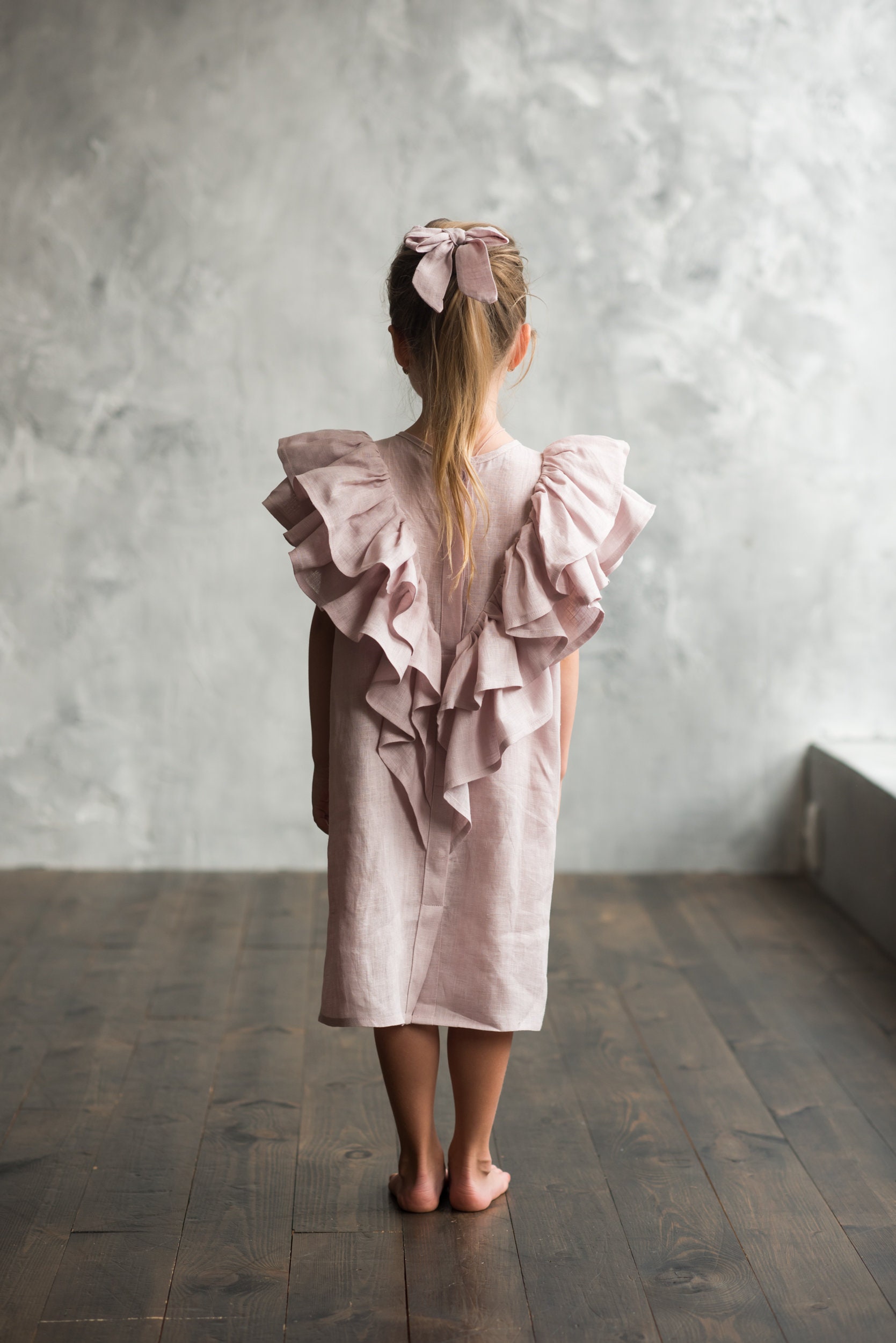 Girls Linen Dress Bohemian Rustic Flower Girl Dress Country | Etsy