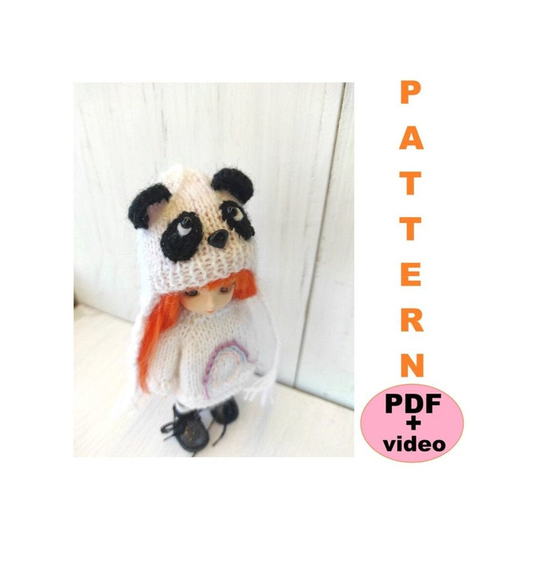 Panda Doll Hats Knit Pattern Crafts Panda Hats Hat Pattern - Etsy