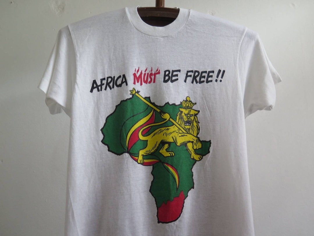 Vintage Africa Must Be Free T Shirt 80s Rasta Reggae Tee Hugh Mundell ...