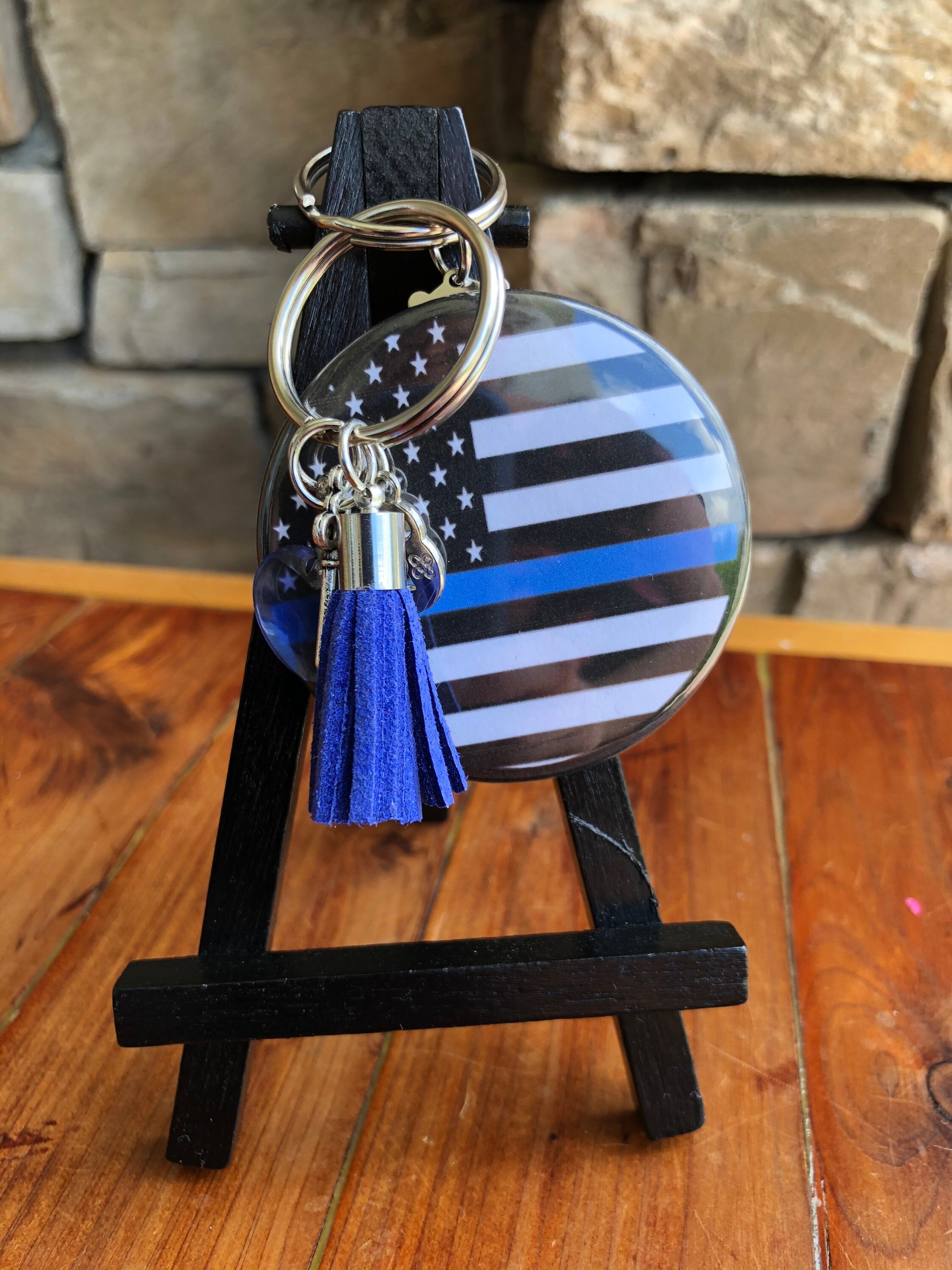 Police Flag Keychain Thin Blue Line Flag Keychain Police - Etsy
